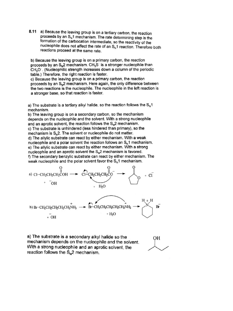 Pharmaceutical Chemistry 125 Probset 2 - Nucleophilic Substitution Rxns Answers | PDF