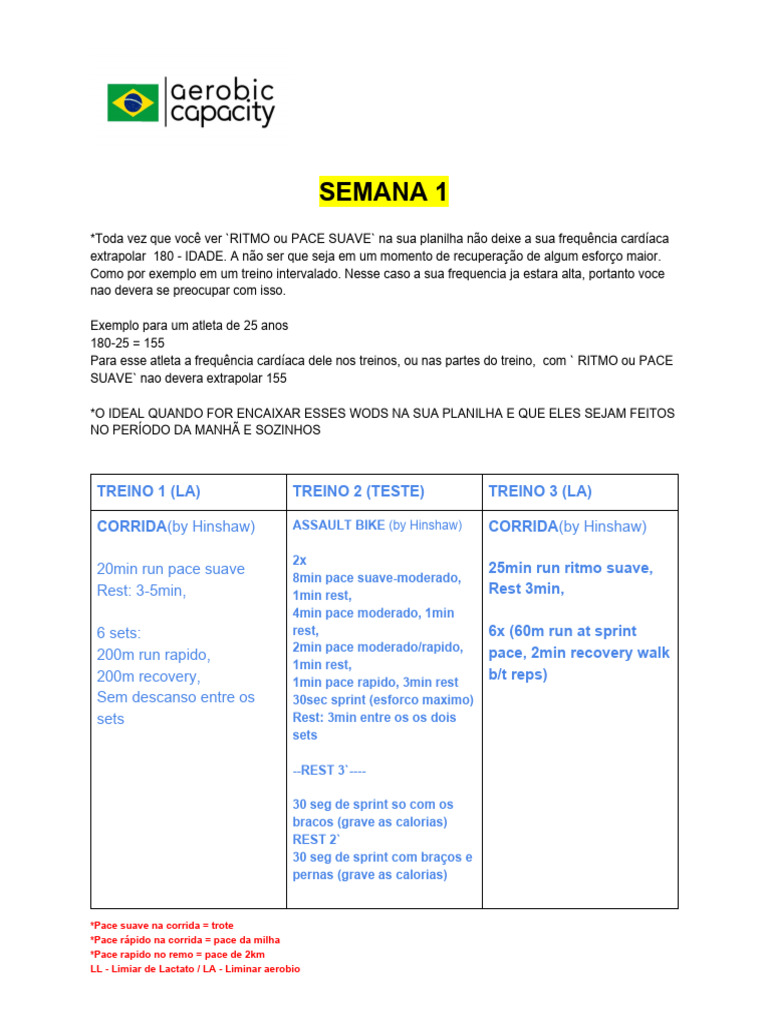 BRASIL AEROBIC CAPACITY 4 Semanas | PDF