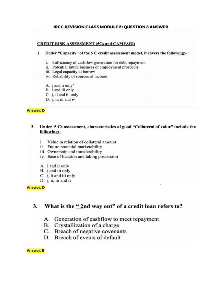 Ipcc Revision Class Module 2 - Answer | PDF