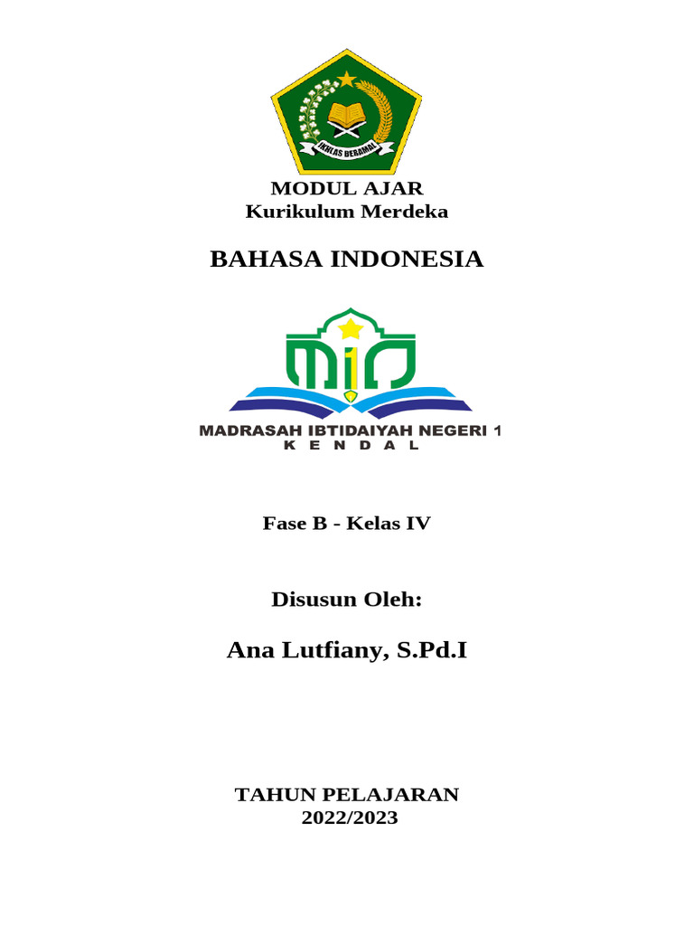 MA B.Indonesia - BAB 1 Kls 4B | PDF | Karier & Perkembangan | Seni & Disiplin Bahasa