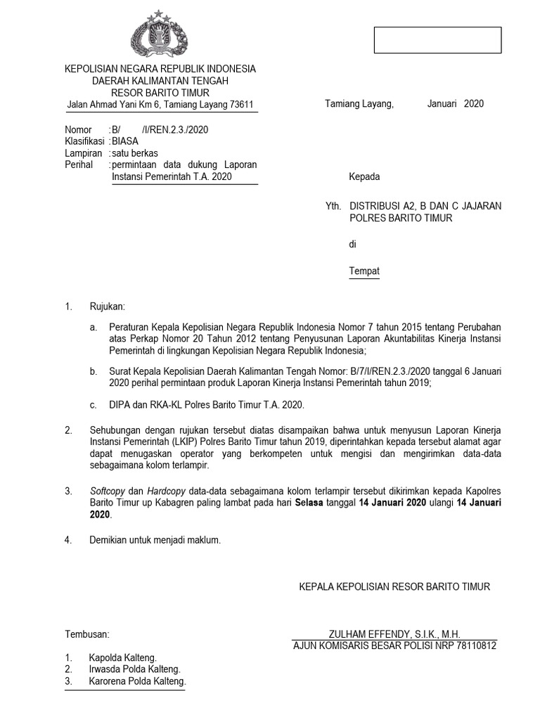 Surat Permintaan Data Lkip | PDF