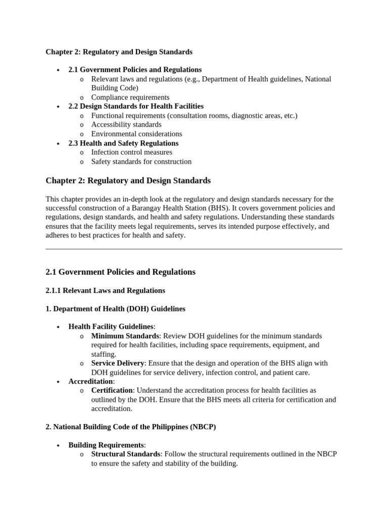 Regulatory and Design Standards | PDF