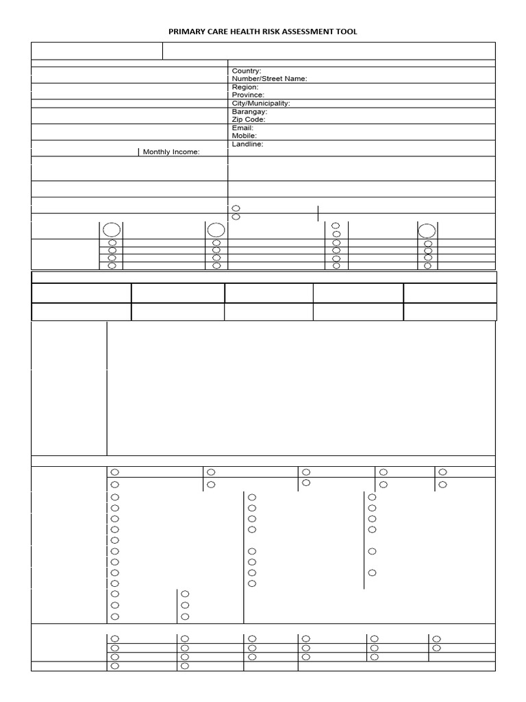 Primary Care Health Risk Assessment Tool PCHRAT | PDF