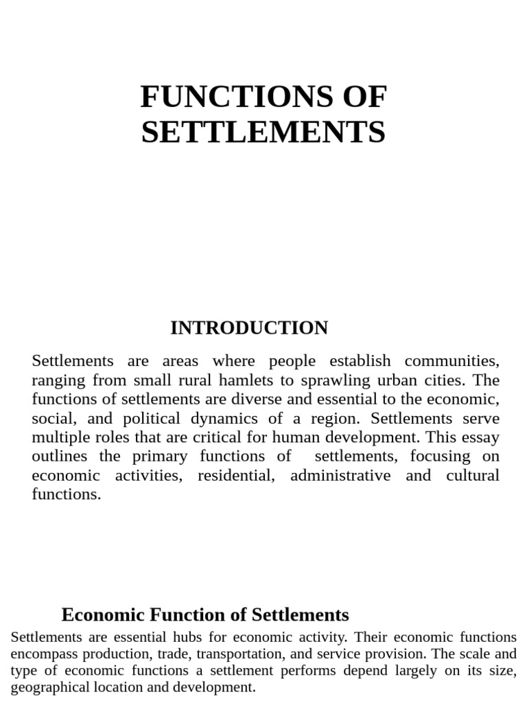Functions of Human Settlements | PDF | Urban Sprawl | Economies