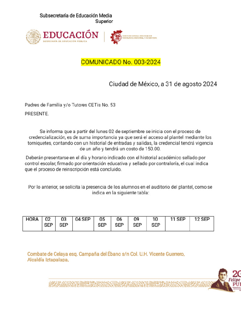 COMUNICADOS C53 CREDENCIALIZACION | PDF