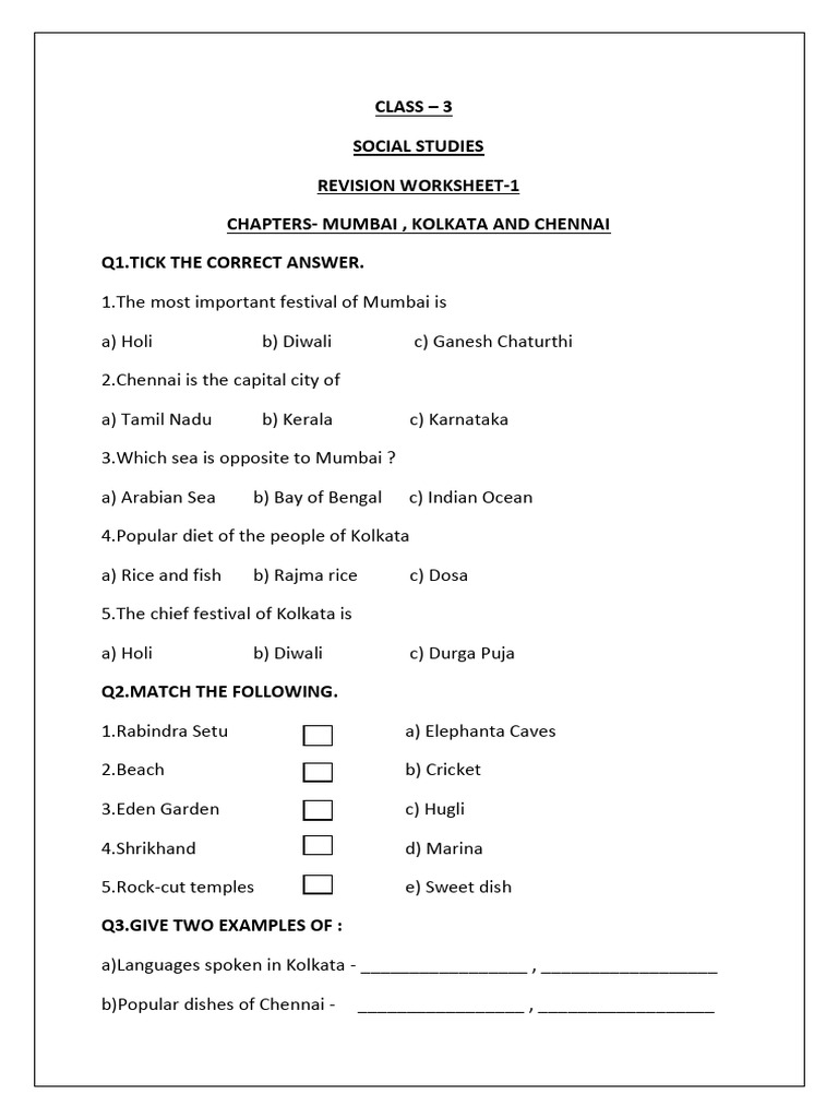 REVISION_WORKSHEET-1_CLASS_3 | PDF REVISION_WORKSHEET-1_CLASS_3 | PDF