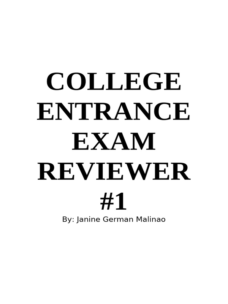 College Entrance Exam Reviewer | PDF