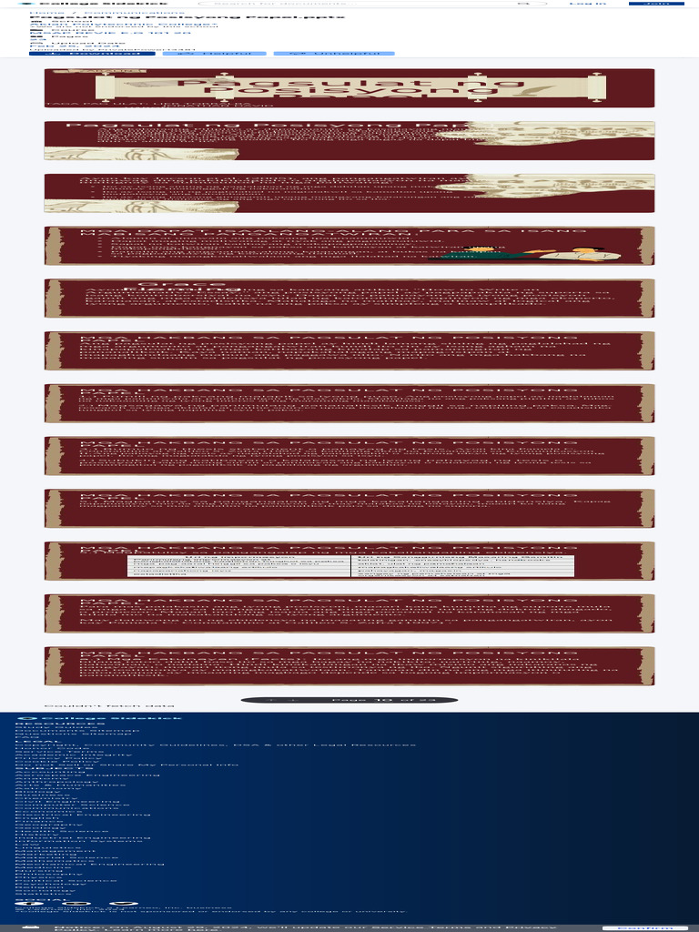 Pagsulat NG Posisyong Papel - PPTX - ARALIN 5 Pagsulat NG Posisyong Papel TAGA PAG ULAT LIER ...