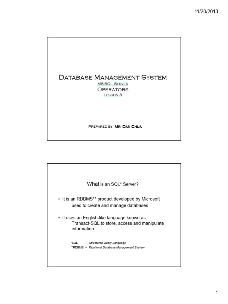 3 - SQL_Lesson03_Operators | PDF