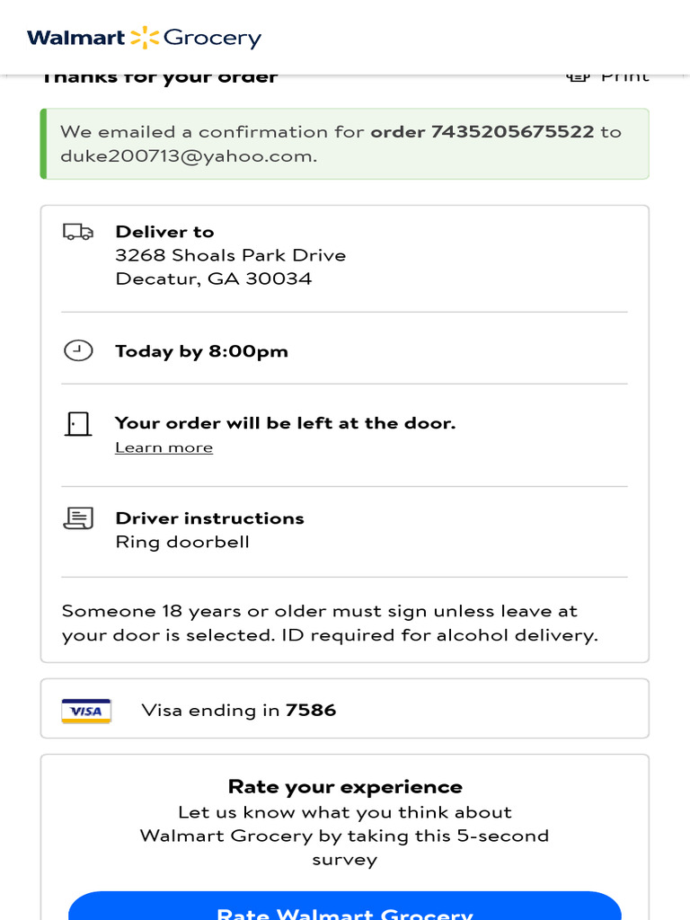 Walmart Grocery - Order Confirmation | PDF