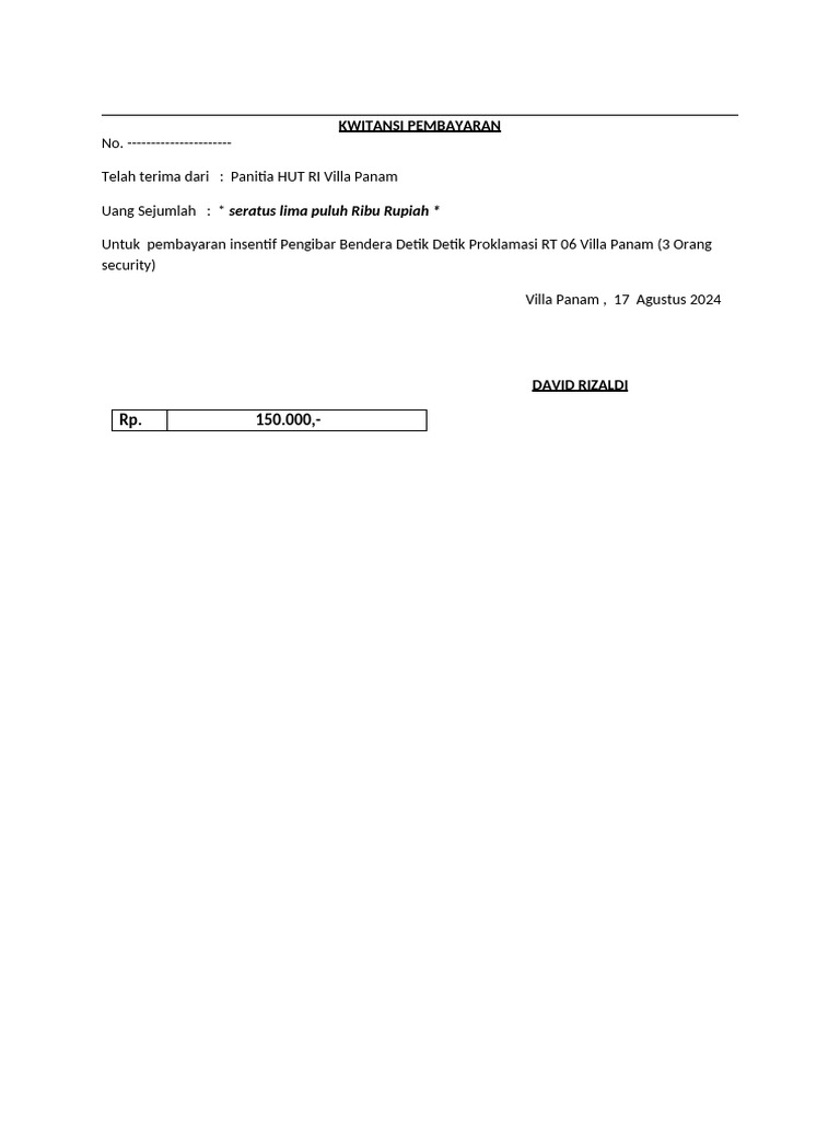 Contoh NOTA Dan Kwitansi Pembayaran SPJ - 0 | PDF