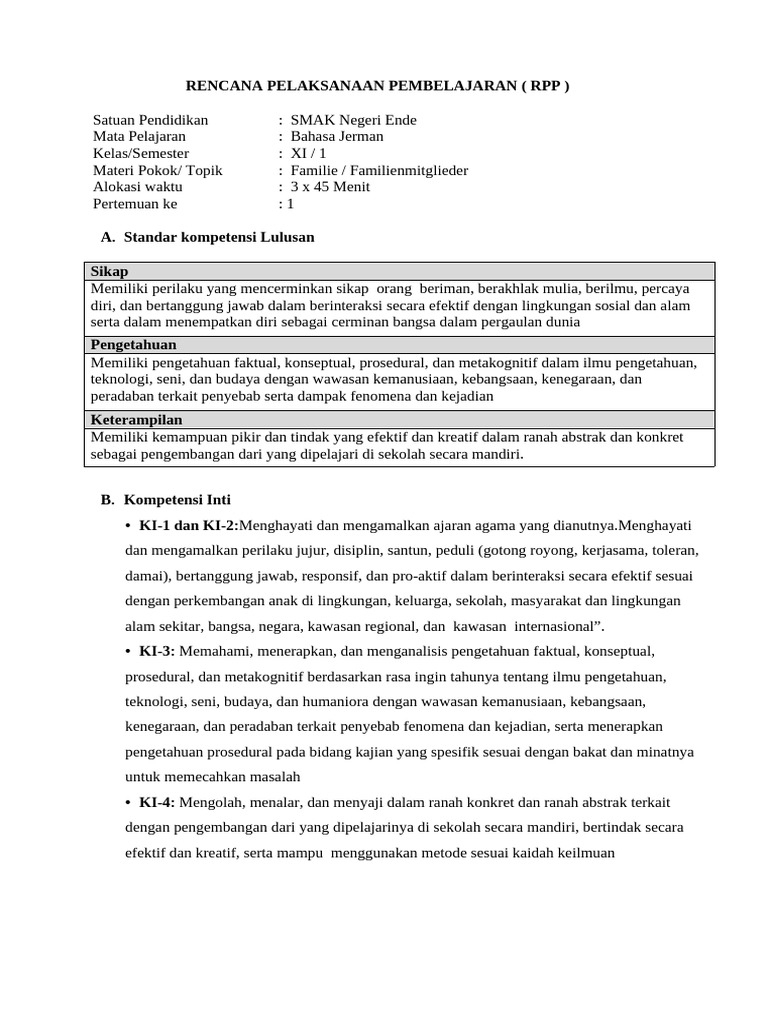 RPP Familienmitglieder Pert 1 Dan 2 | PDF