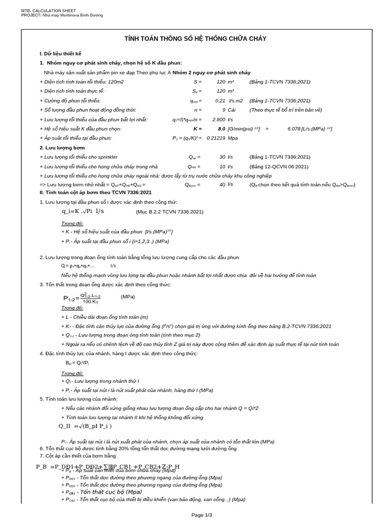 Hydraulic Calculation TCVN-7336 | PDF