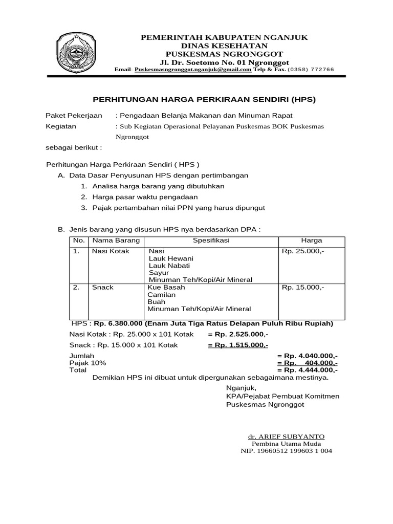 Perhitungan Harga Perkiraan Sendiri (HPS) | PDF