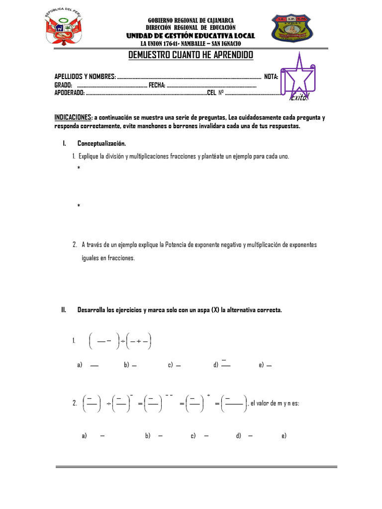 4° Evaluación Trimestral de Matemática | PDF | Exponenciación | Matemáticas