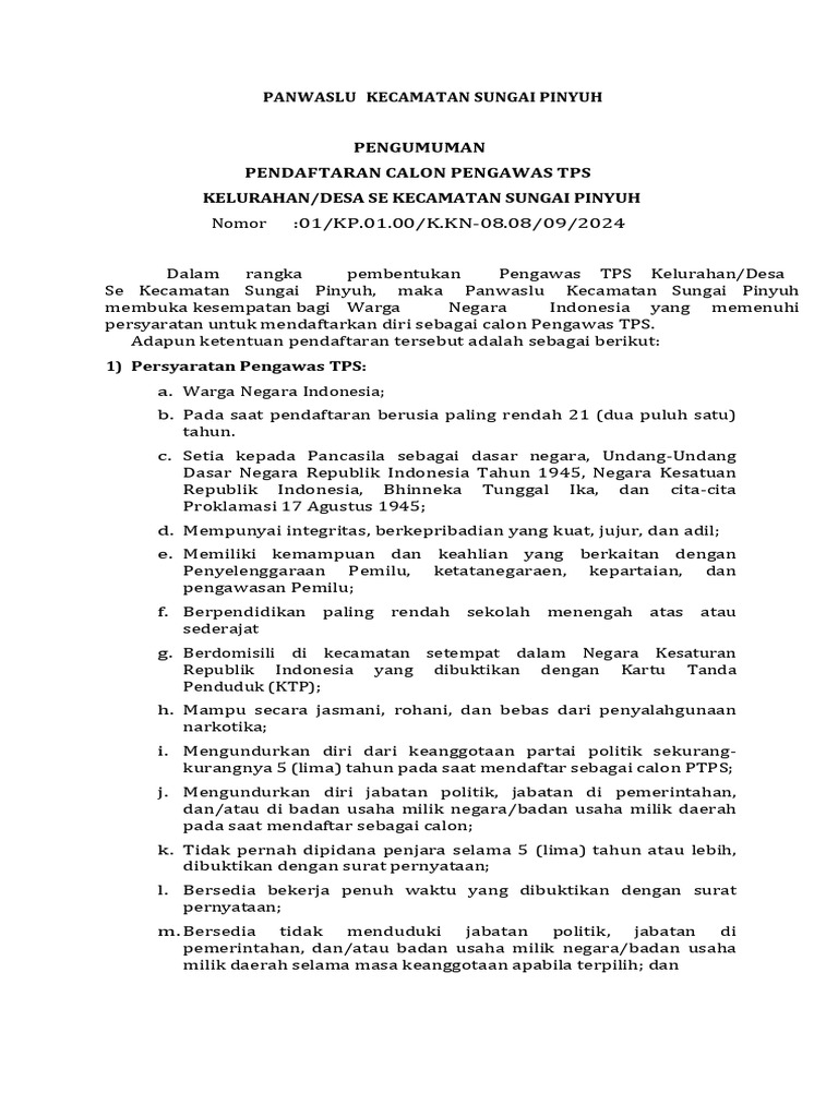 Formulir Pendaftaran PTPS | PDF