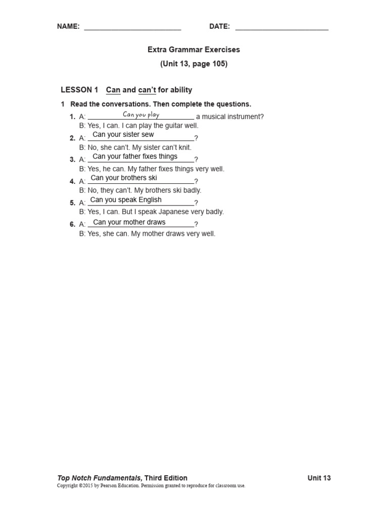 UNIT 13 Extra Grammar Exercises | PDF