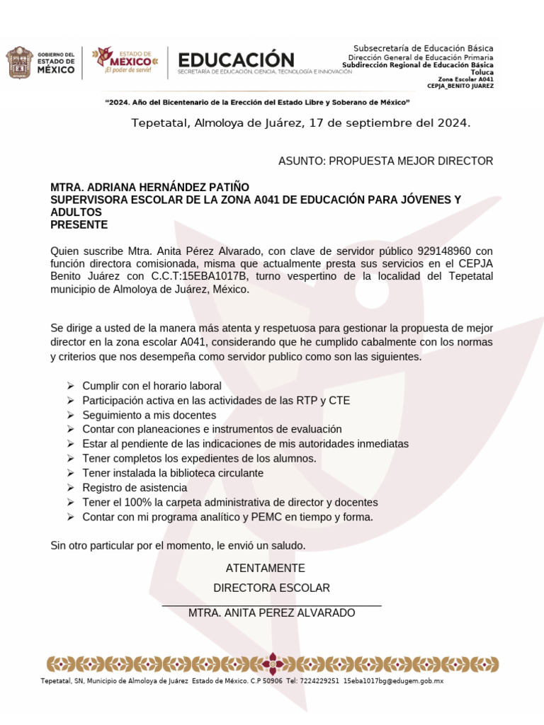 Propuesta Mejor Director A041 | PDF | Salud y bienestar