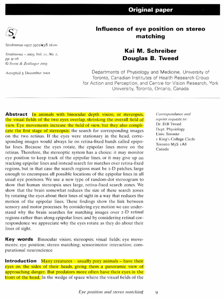 Morphology-2003-Influence of Eye Position on Stereo Matching (眼睛位置) | PDF