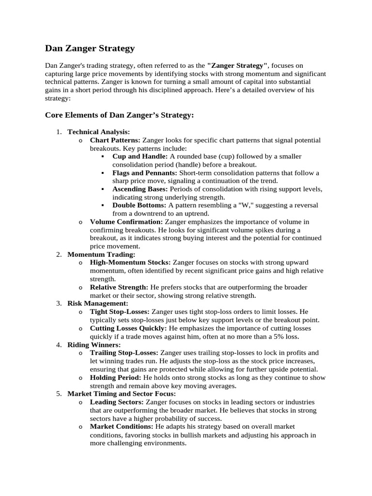 Dan Zanger Strategy | PDF