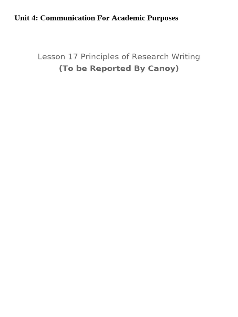 Lesson 17 Principles of Research Writing | PDF