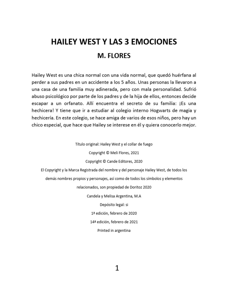 Hailey West y las 3 emociones. | PDF