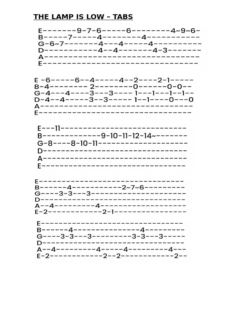 Lamp Is Low Tabs | PDF