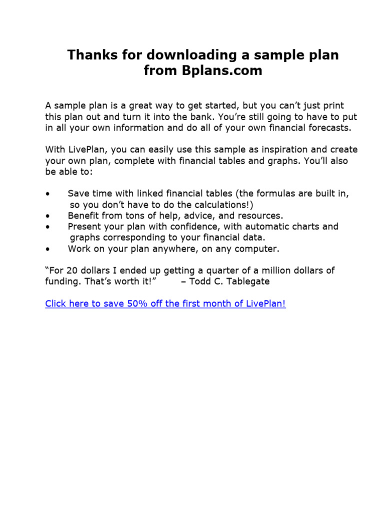 Thanks For Downloading A Sample Plan: Click Here To Save 50% Off The ...