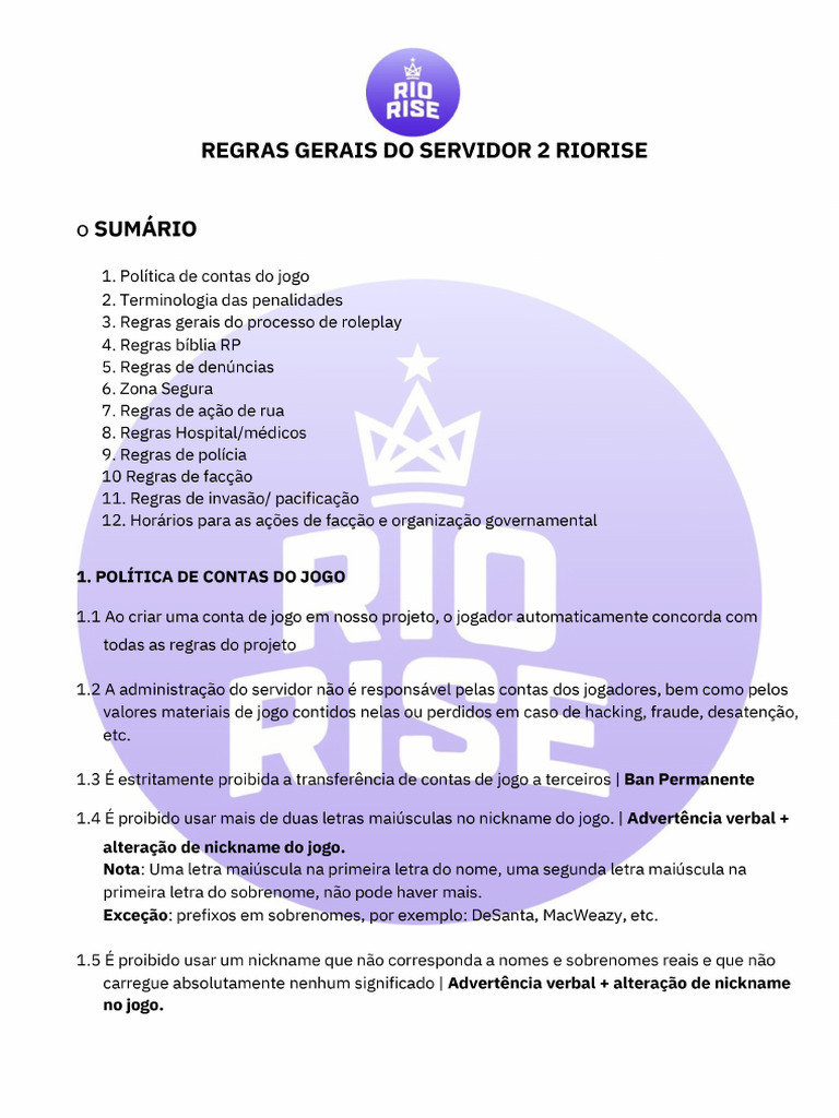 Regras Gerais Rio Rise | PDF