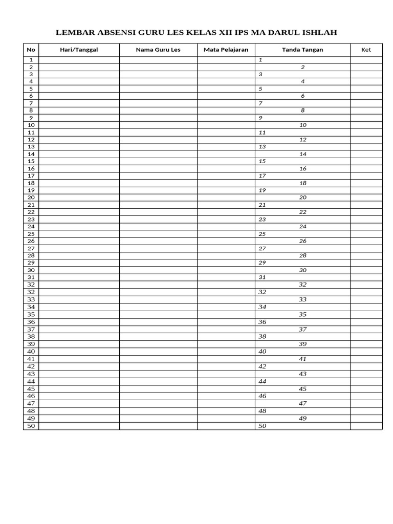 Absen Guru Les | PDF