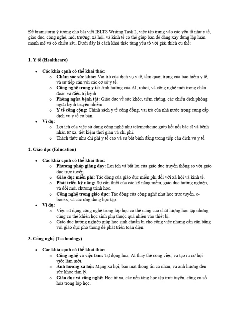 Brainstorm Idea TASK 2 WRITING | PDF