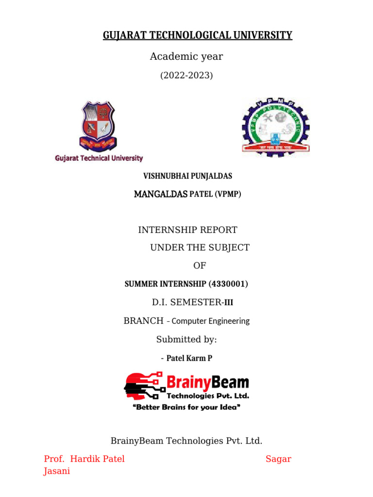 Final Internship Report - 216540307118 | PDF