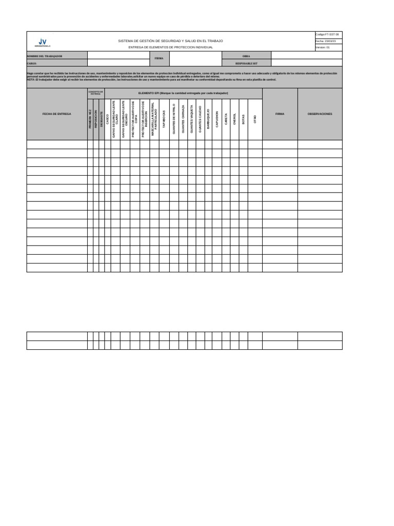 FT-SST 08_ENTREGA DE EPP | PDF