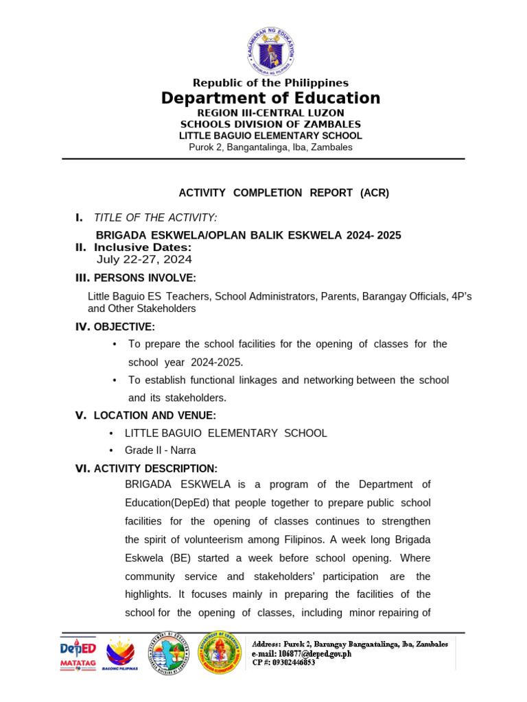 Mayo - Acr-Brigada-Eskwela 2024 - 2025 | PDF