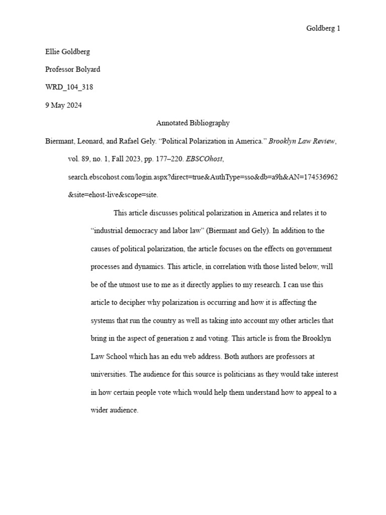 Annotated Bibliography Final Draft | PDF