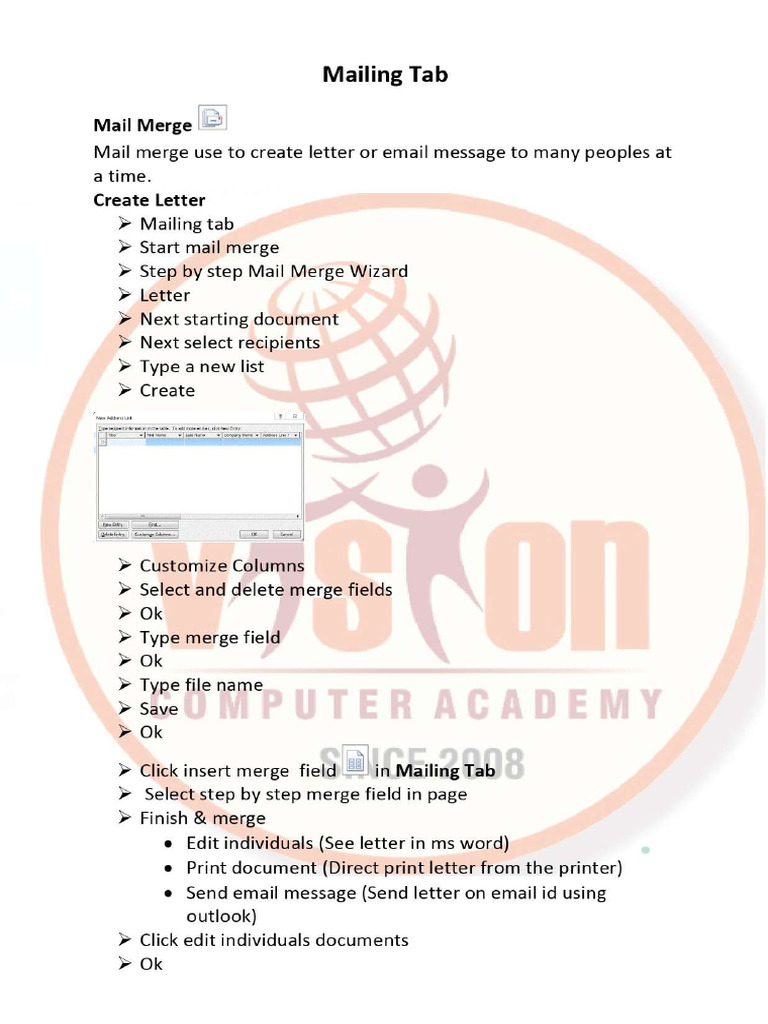 6.MS-Word Mailling Tab | PDF