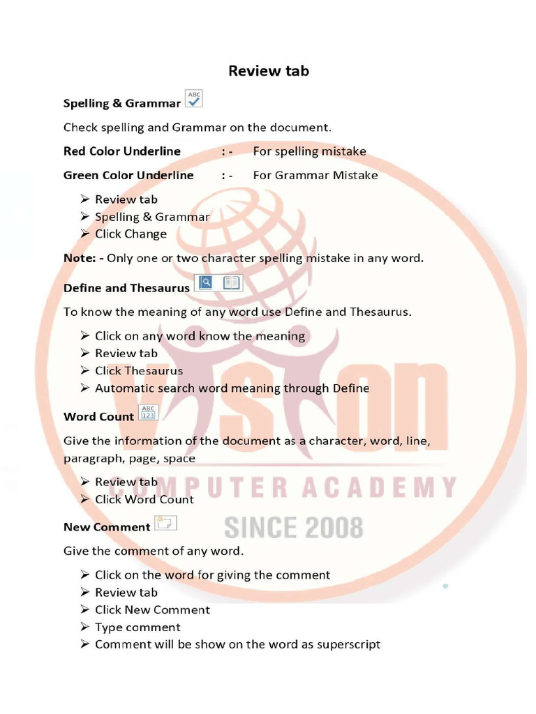 8.MS-Word Review Tab | PDF