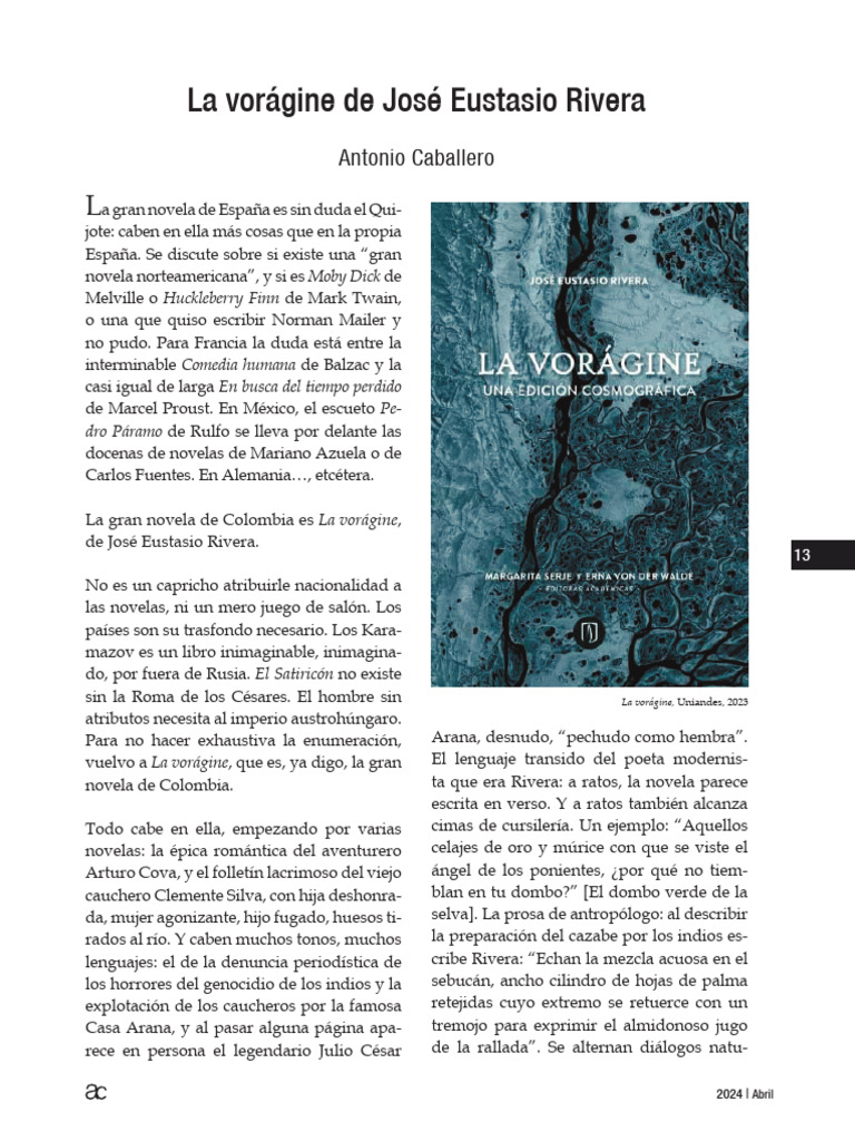 La Vorágine de José Eustasio Rivera: Antonio Caballero | PDF