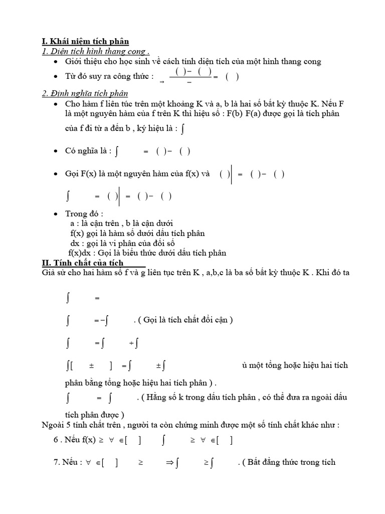 Phan Dang Cac Bai Toan Tich Phan Toan 12 | PDF