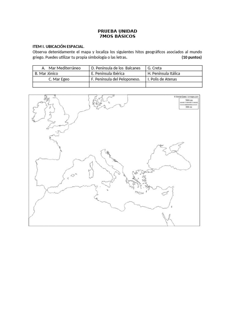 Prueba Unidad Griegos | PDF | Antigua Grecia | Grecia