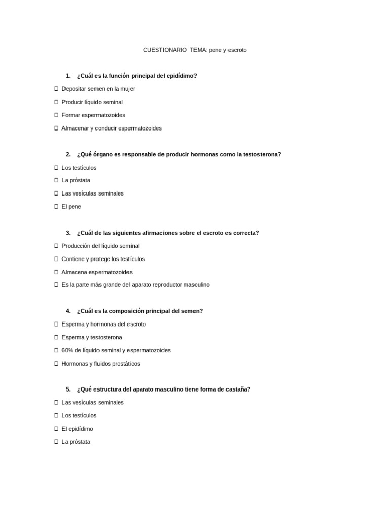 Cuest. Tema. Pene y Escroto | PDF