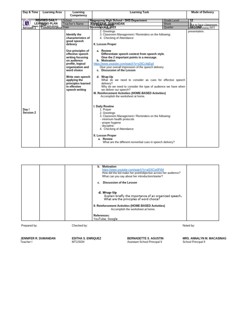 DLL Oral Com Q2 Week5 | PDF