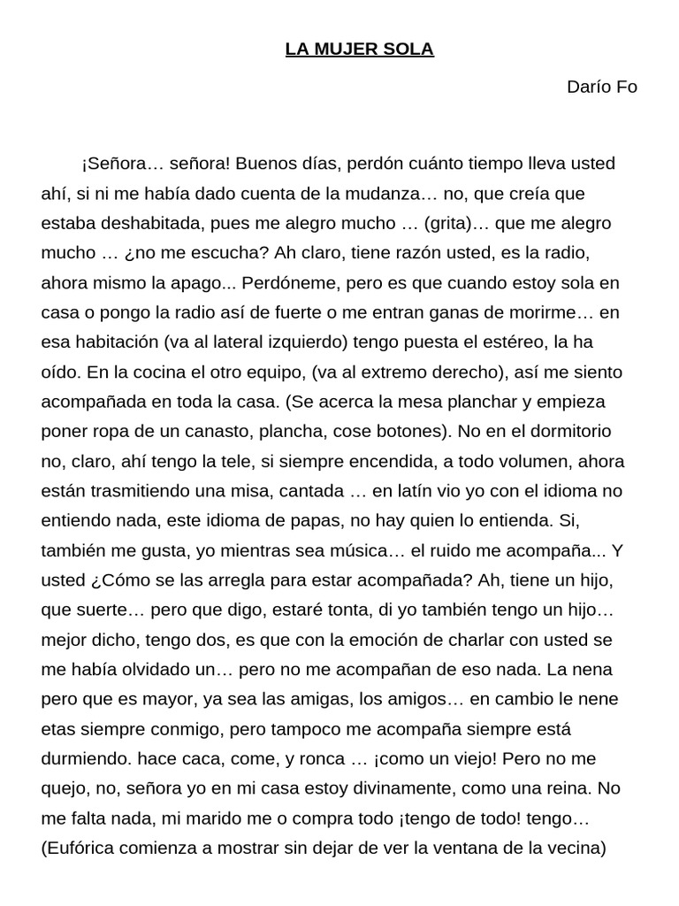 LA MUJER SOLA ADAPT | PDF