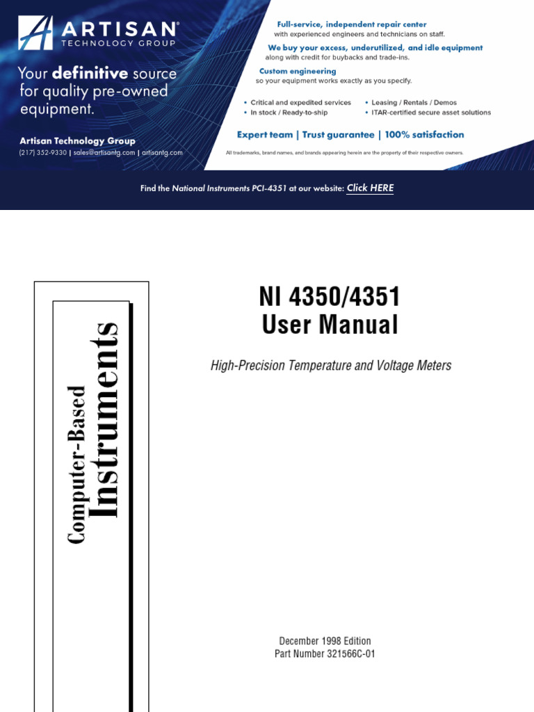 National Instruments PC 4350 User Manual | PDF | Thermocouple ...