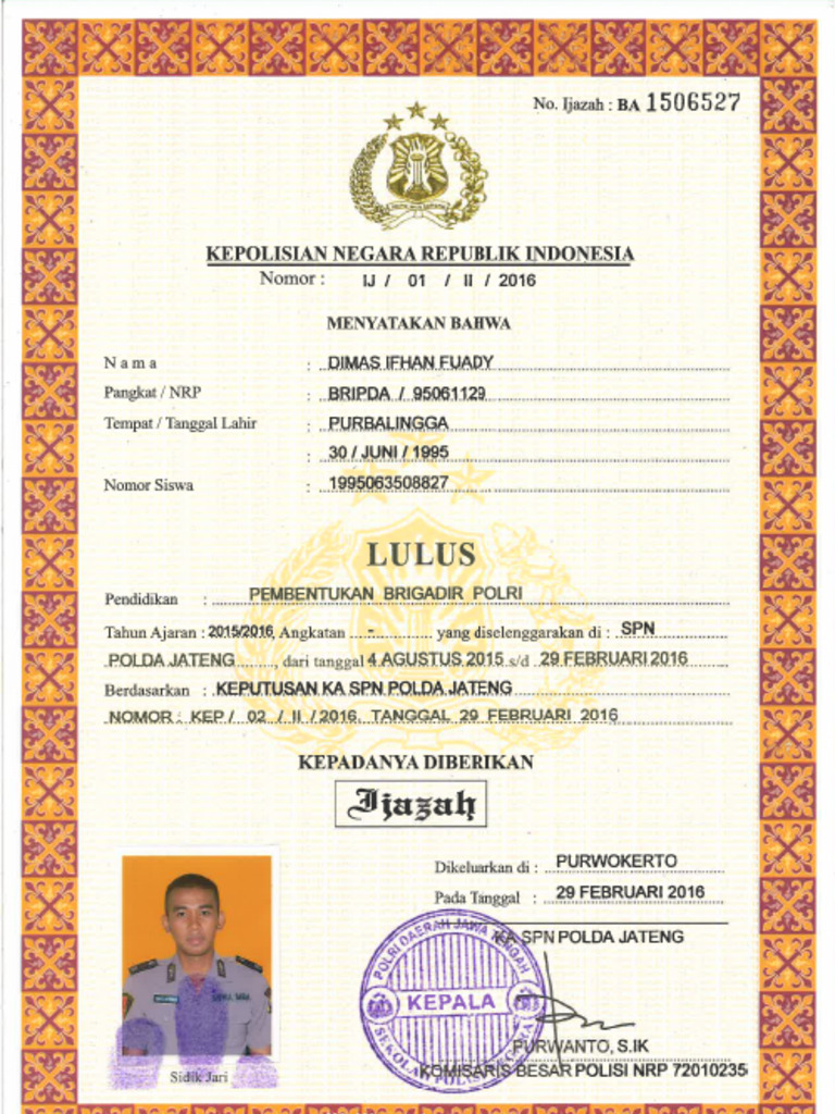 Ijazah Polri Dimas | PDF