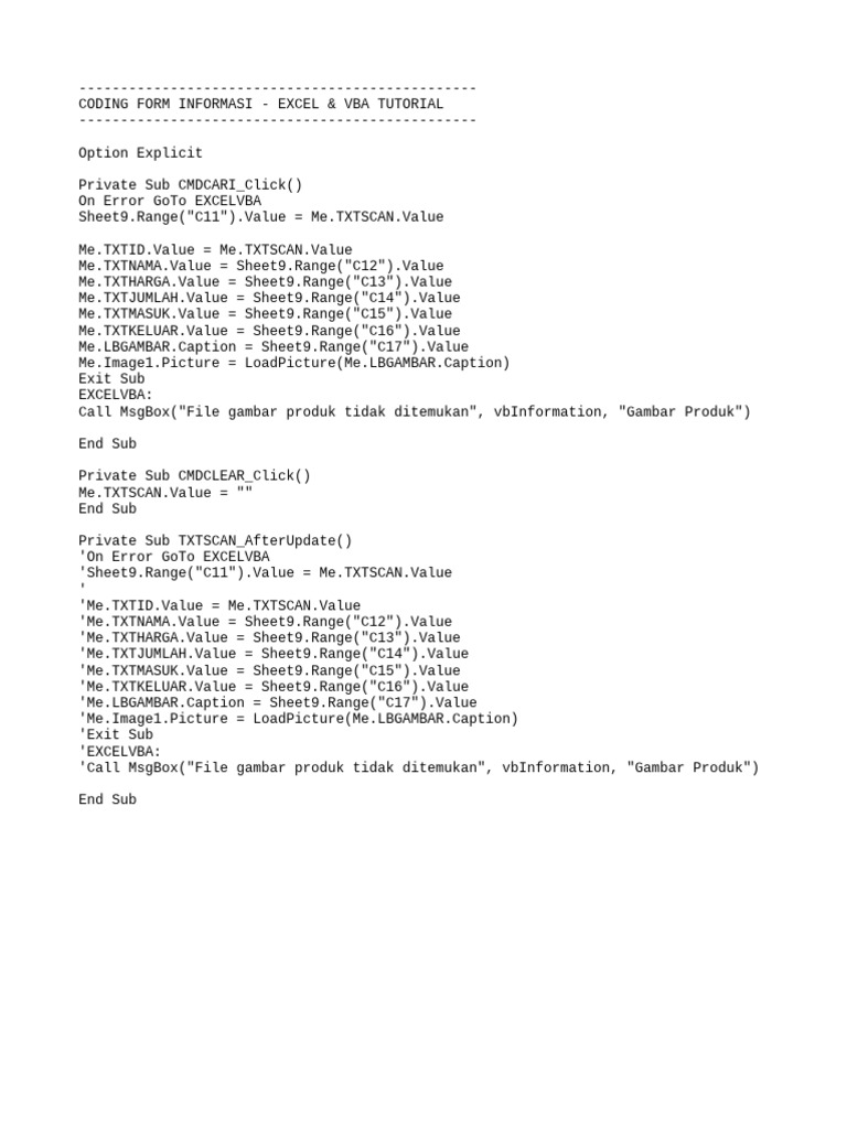 Coding Form Informasi | PDF