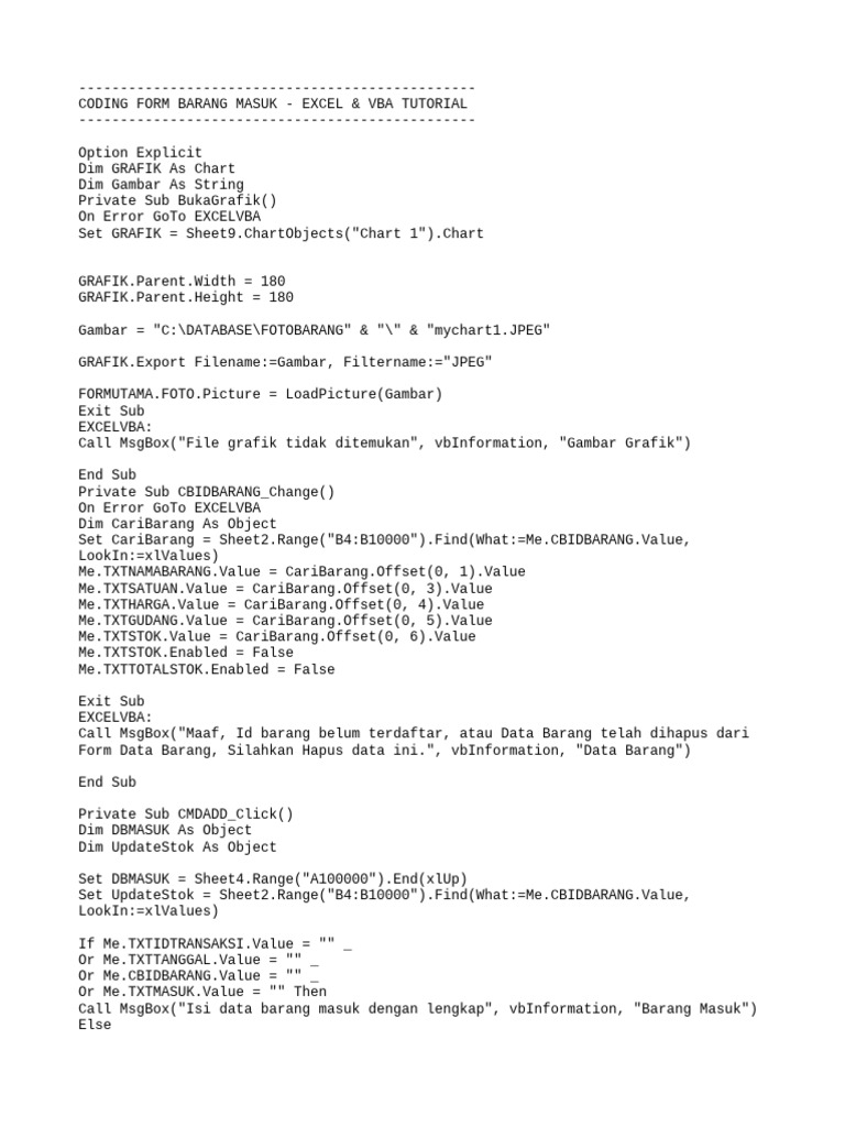 Coding Form Barang Masuk | PDF