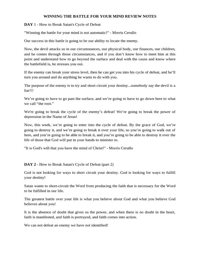 Winning The Battle of Your Mind | PDF