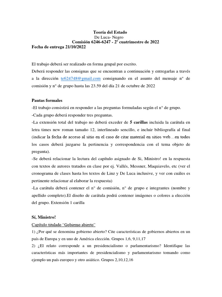 TP Sobre Sí Ministro | PDF