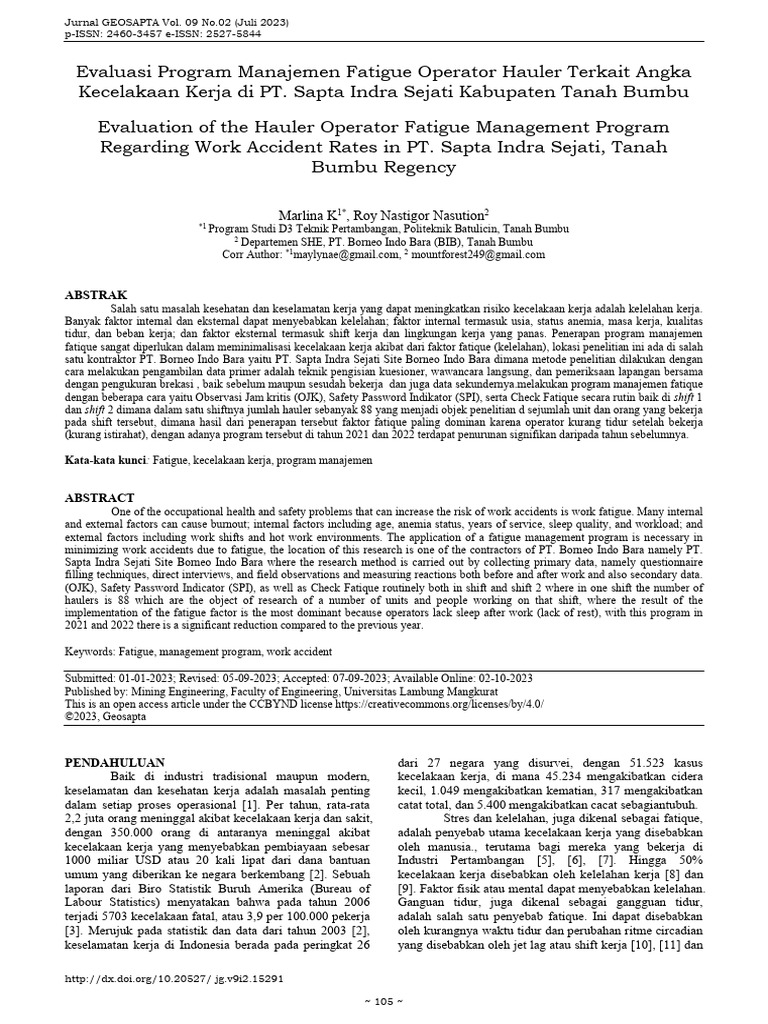 Evaluasi_Program_Manajemen_Fatigue_Operator_Hauler | PDF